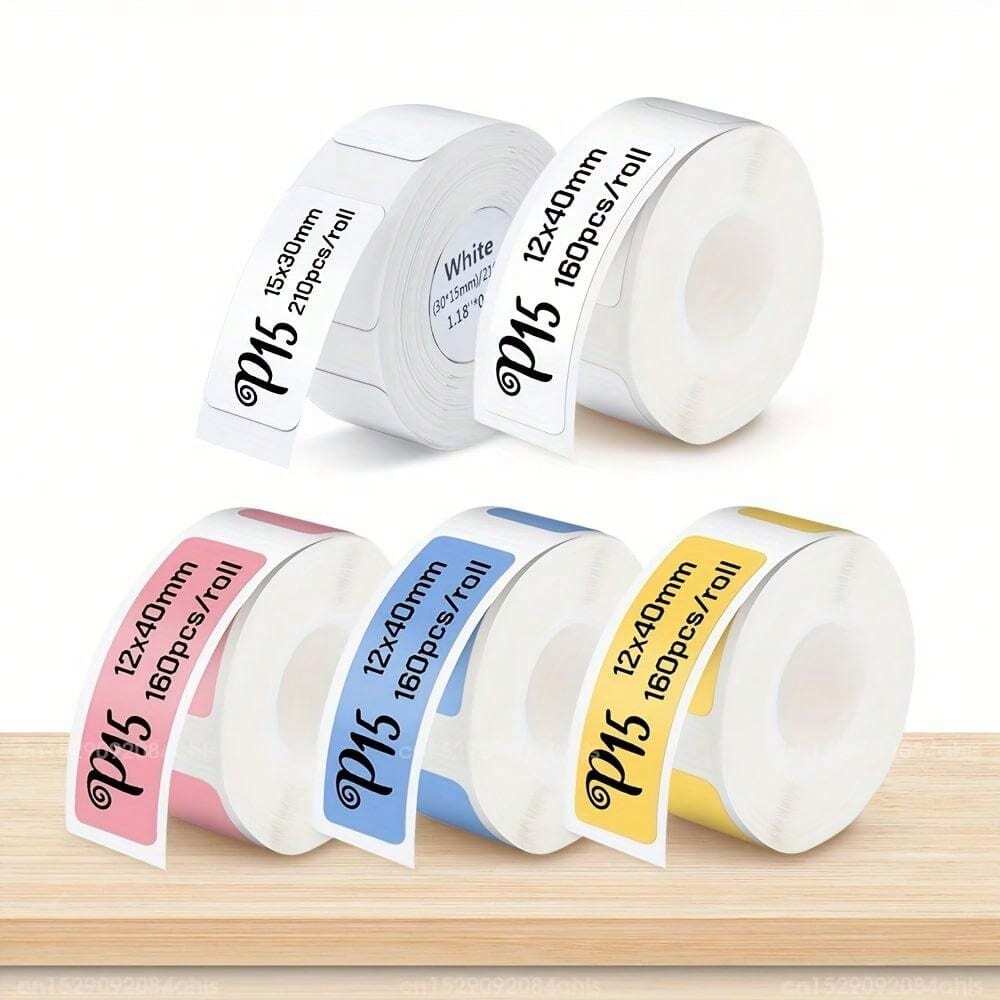 3 Rolls Mixed Size P15 Label Sticker Paper 15*30mm And 12*40mm White ...