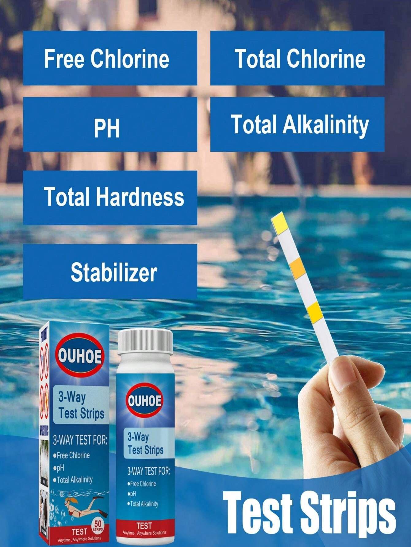 3-In-1 Swimming Pool Water Testing Strips For Total Alkalinity ...