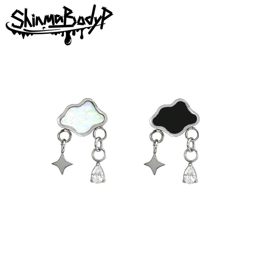Shinma 2pcs Cloud-Shaped Ear Studs, 1.2 (16G) Bar Thickness, Made Of ...