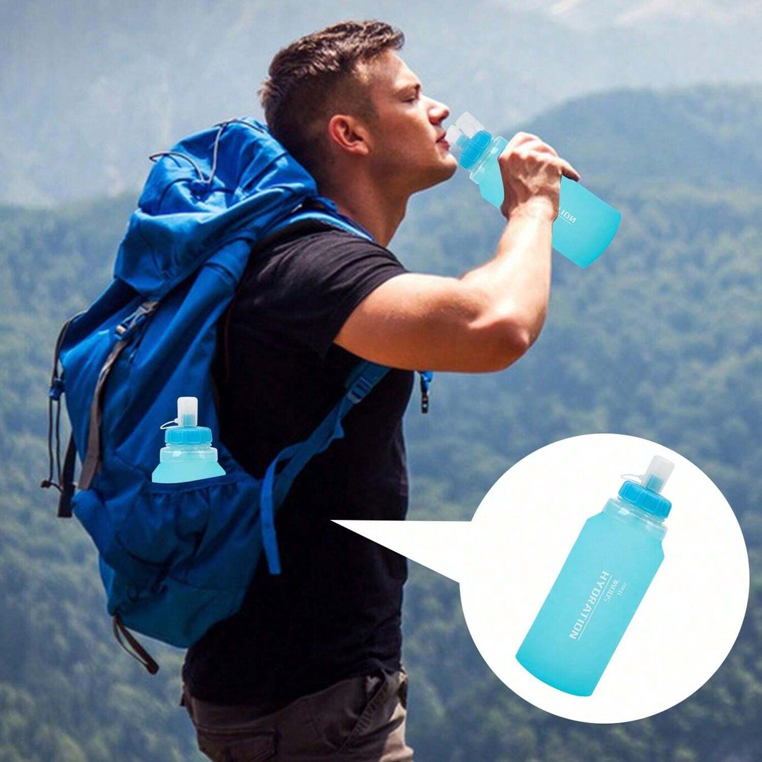 500ml Soft Flask Running Foldable Water Bottles TPU Hydration Flask ...