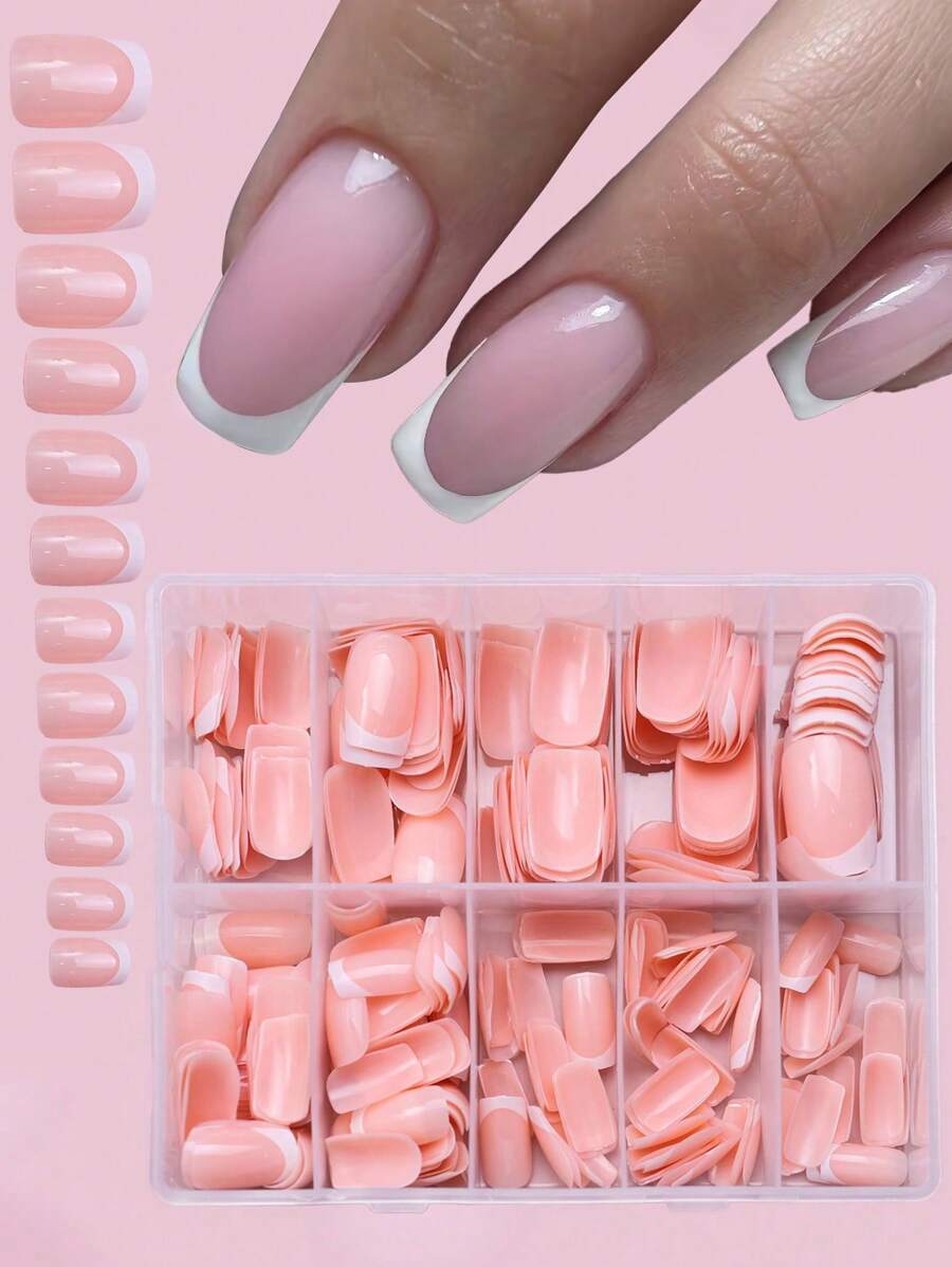 120 Pieces Of Medium Square Brown Nail And White French Nail In A Box ...