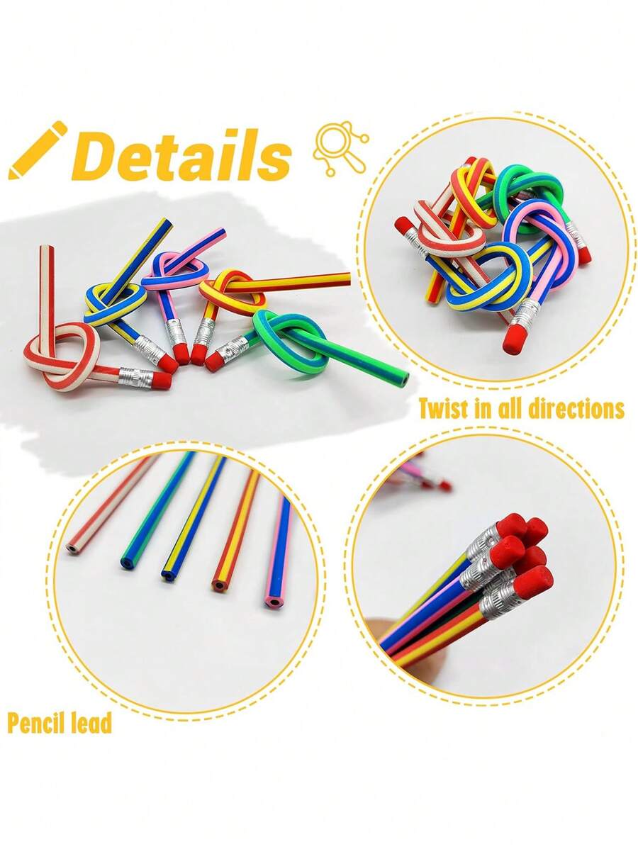 10pcs/15pcs/20pcs/30pcs Flexible Soft Pencils, Magic Bendable Pencils ...