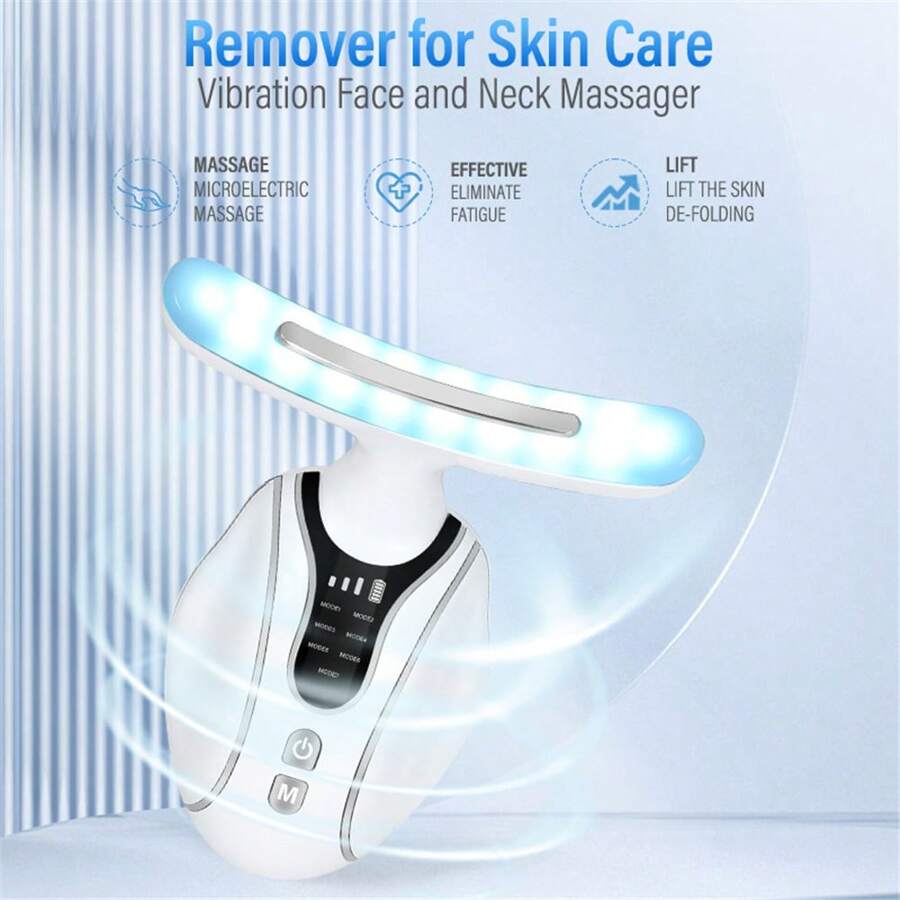 Electric Facial Massager EMS Neck Face Lifting Massager Beauty Device LED Photon Therapy Skin ...