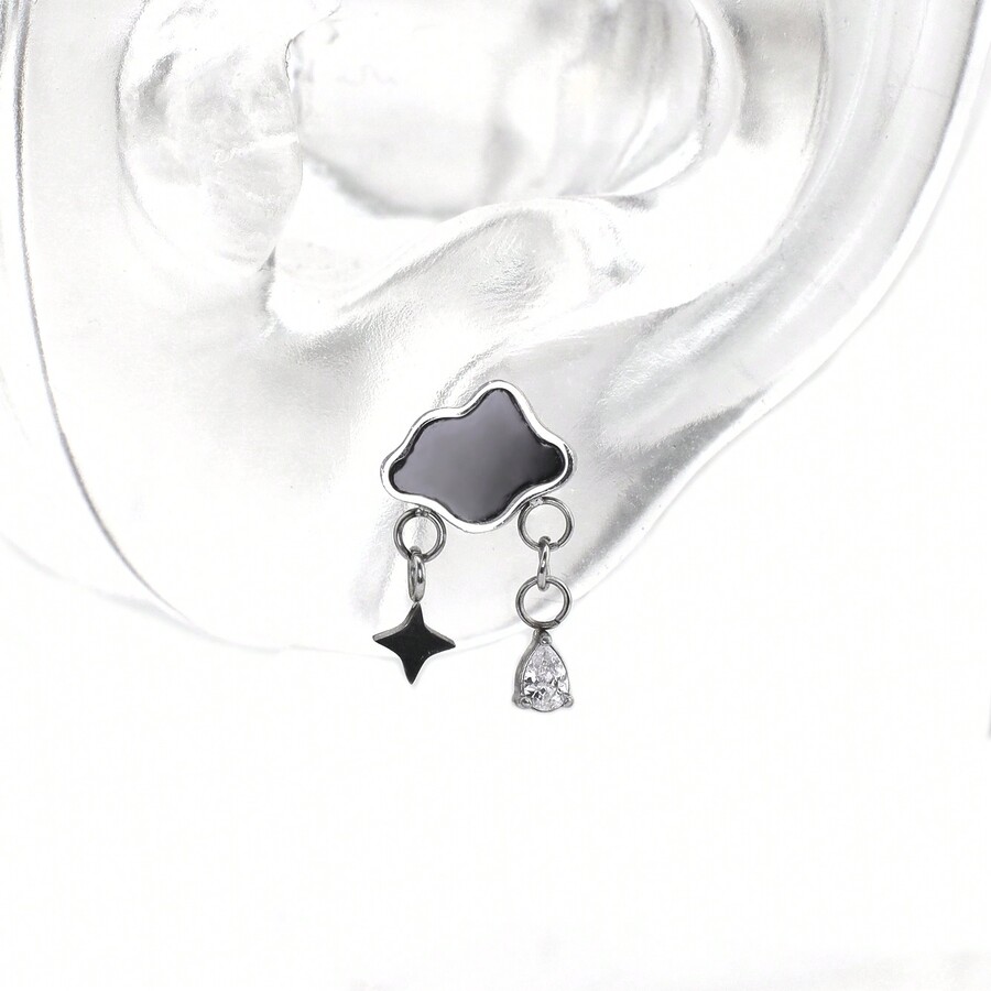 Shinma 2pcs Cloud-Shaped Ear Studs, 1.2 (16G) Bar Thickness, Made Of ...