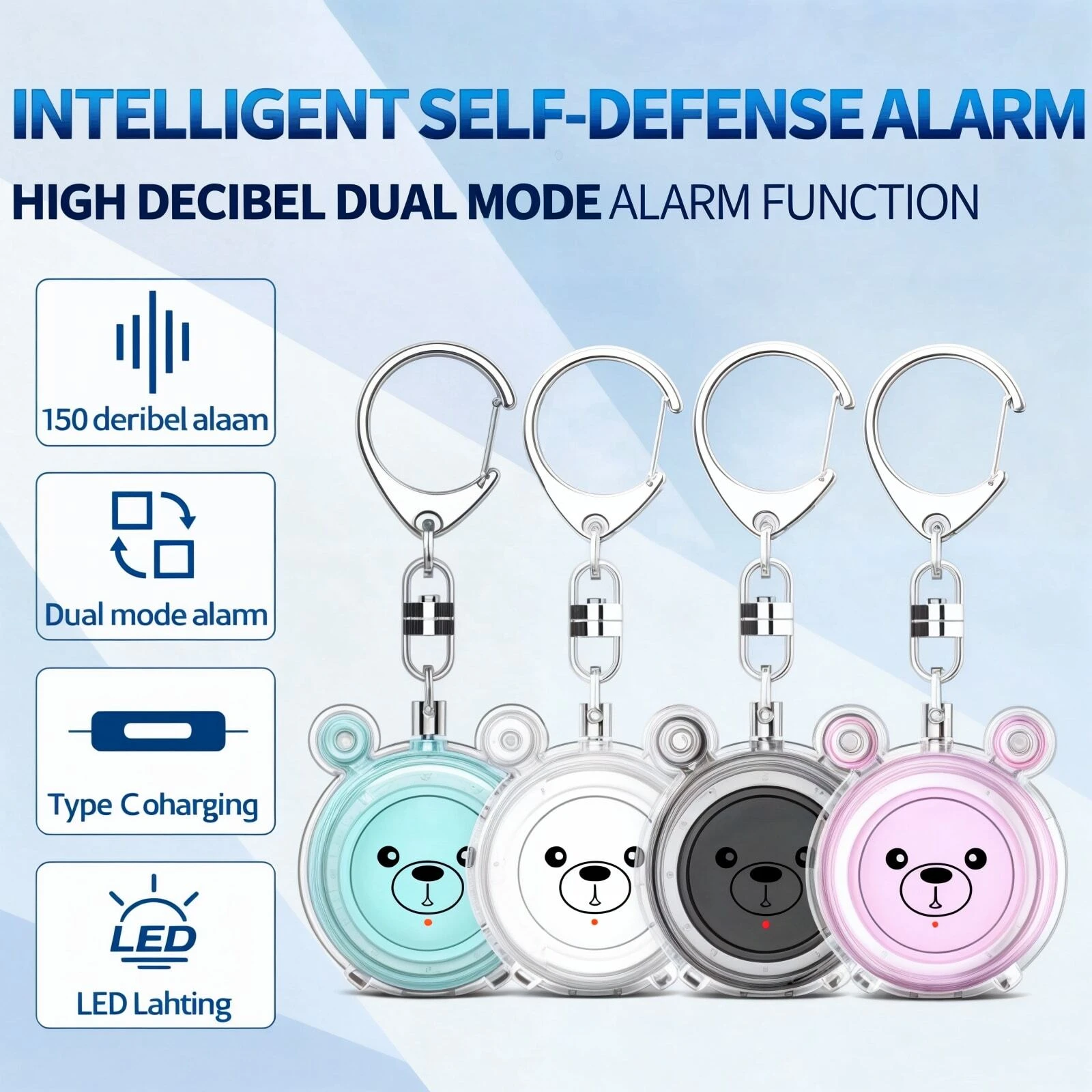 Alarma de seguridad personal para mujeres con carga mini Tipo-C para ...