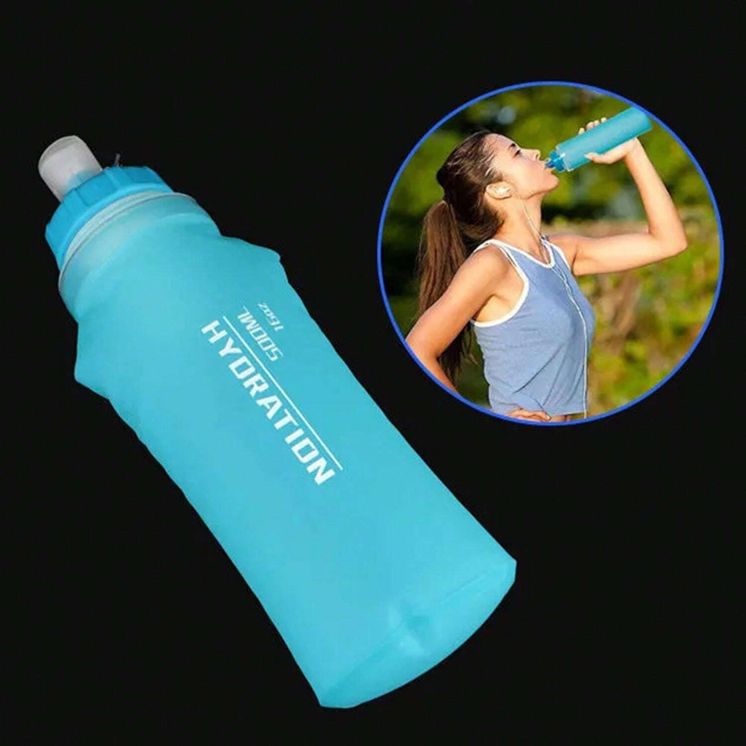 500ml Soft Flask Running Foldable Water Bottles TPU Hydration Flask ...