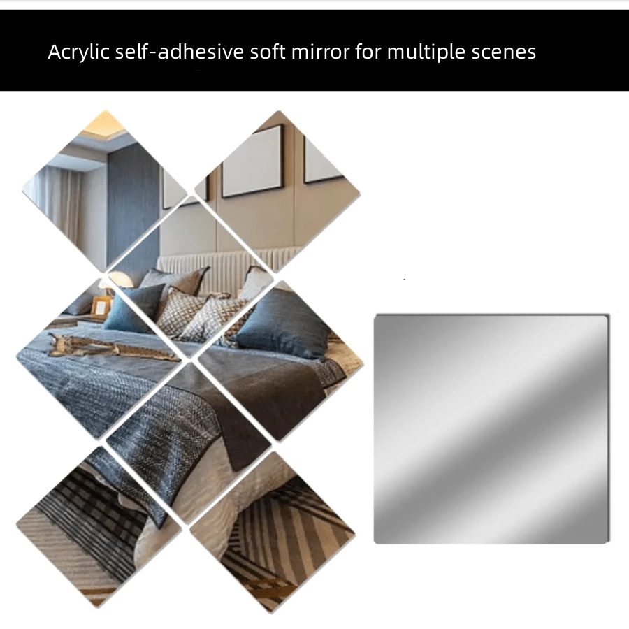 1pc Acrylic Flexible Mirror Sheet With Self-Adhesive Backing, Square ...