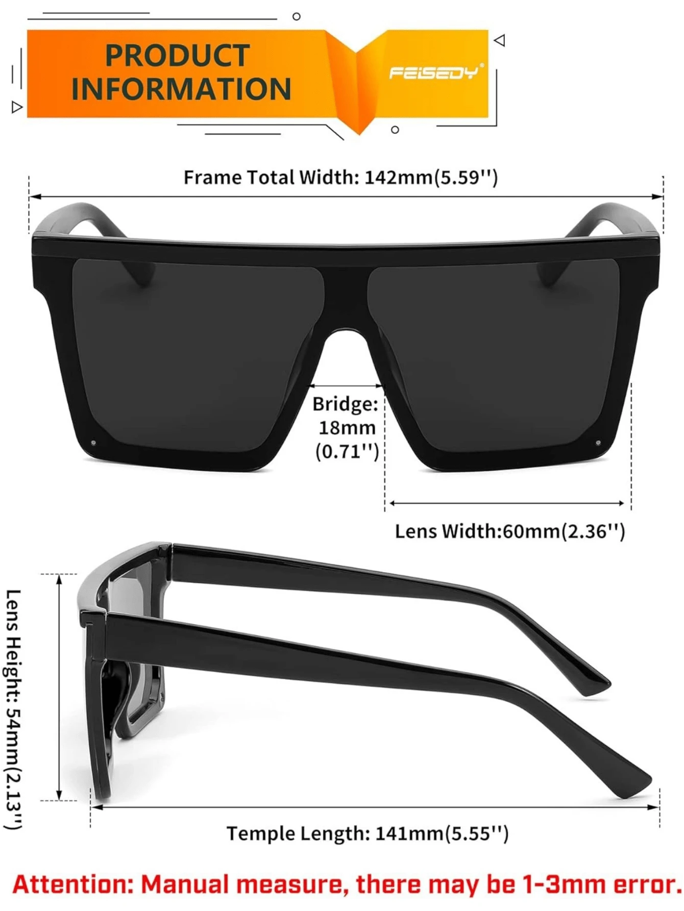 1pc Fashionable Oversized Square Frame Fashion Glasses That Leads The ...