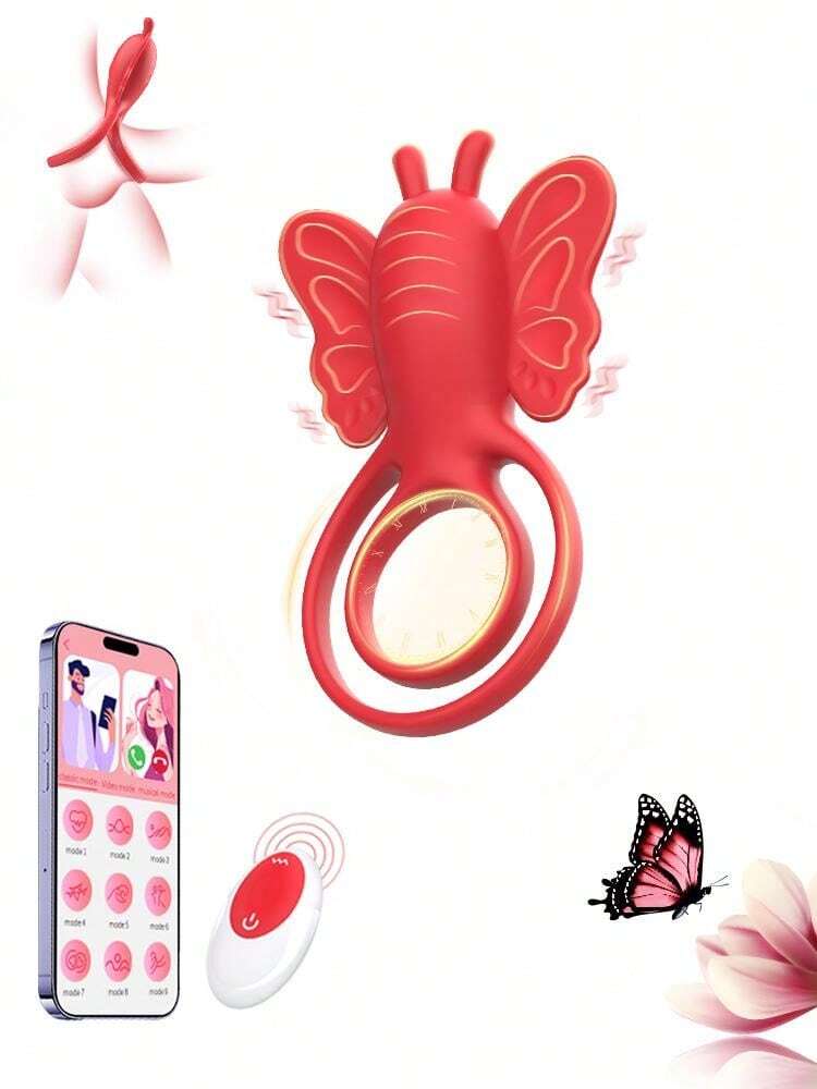 App Control Butterfly Vibrating Cock Ring Sex Toys For Men Couple ...