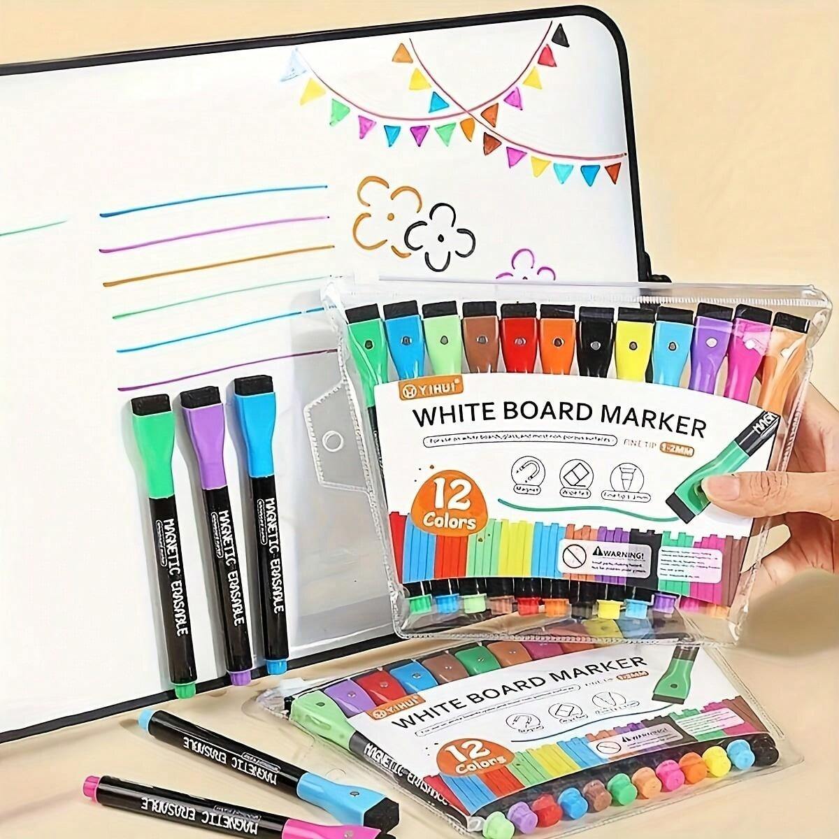 12 Color Pens For Drawing And Writing, Suitable For Whiteboards, School ...