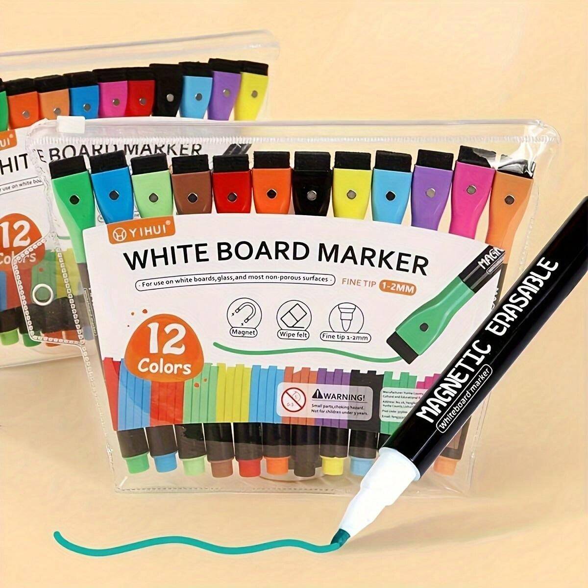 12 Color Pens For Drawing And Writing, Suitable For Whiteboards, School ...