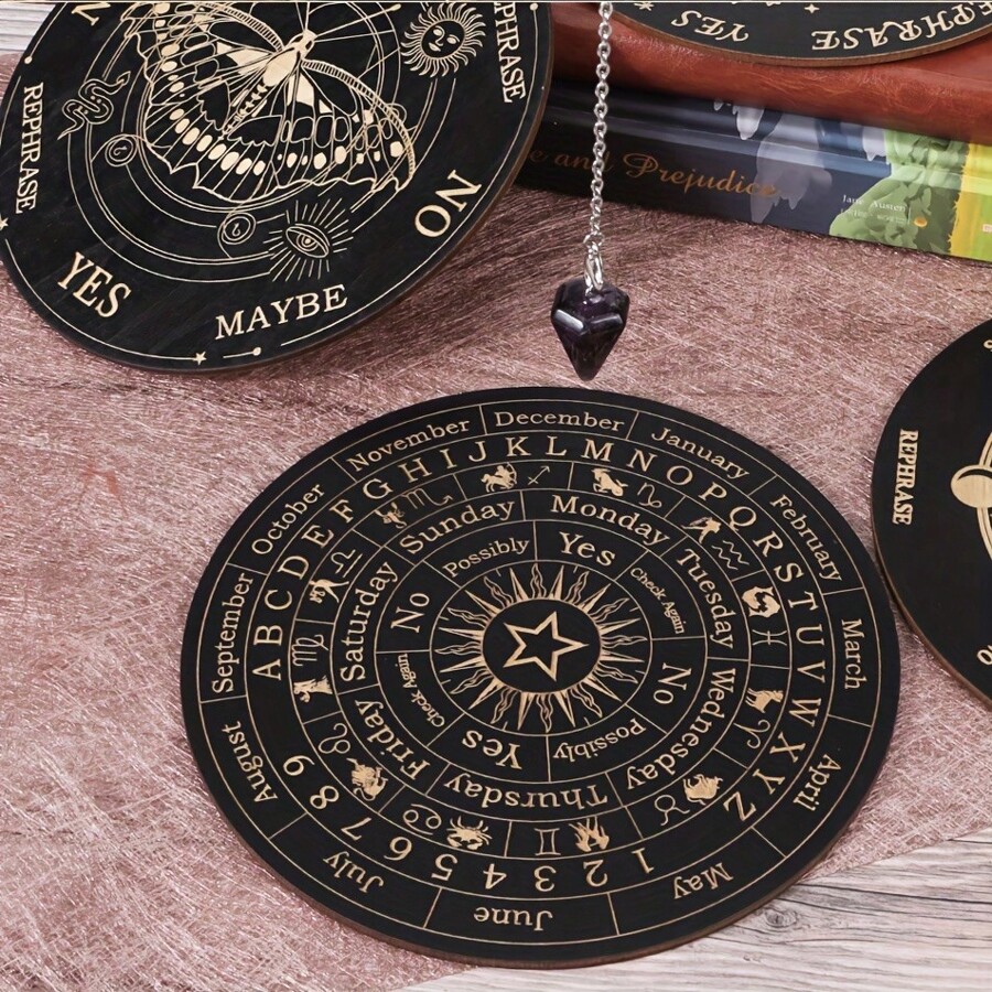 Zodiac Pendulum Board Set With Butterfly, Moon Phase, And Information ...