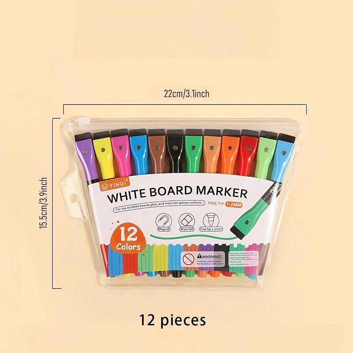 12 Color Pens For Drawing And Writing, Suitable For Whiteboards, School ...