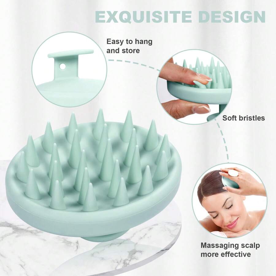 1pc Silicone Scalp Massager, Scalp Scrubber For Hair Growth With Soft ...