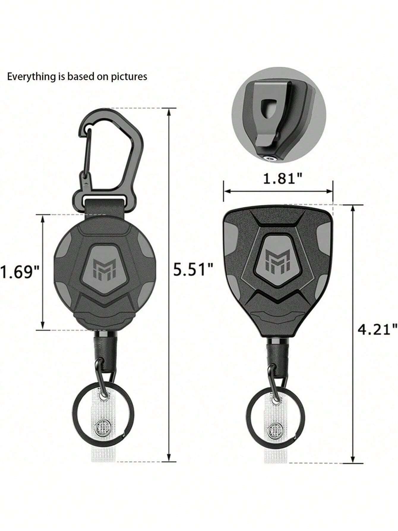 Retractable Keychain With Heavy Duty Carabiner Badge Reel Holder ...
