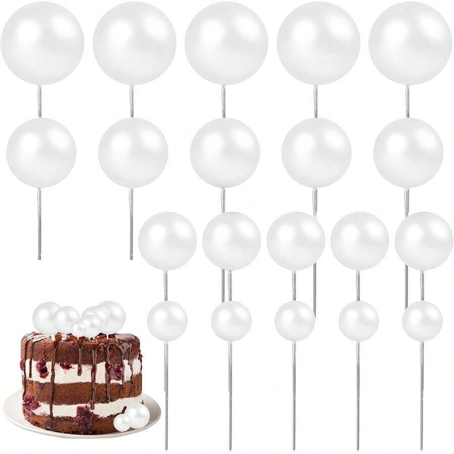 20 Pcs White Balls For Cakes Round White Cake Balls Mini Ball Cake ...