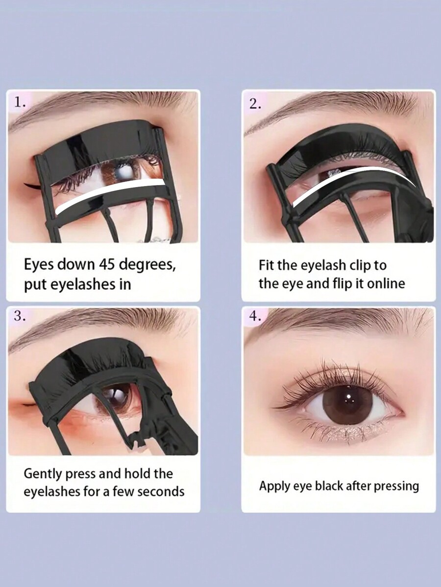 Portable Eyelash Curler With Silicone Pads, 1pc Stainless Steel Comfort ...