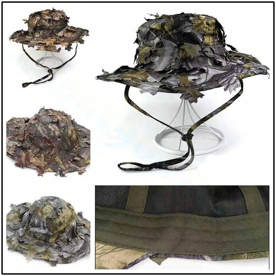 Bionic Leaf Hat Men's COS Big Brim Hat Real Person CS Game Hat Outdoor ...