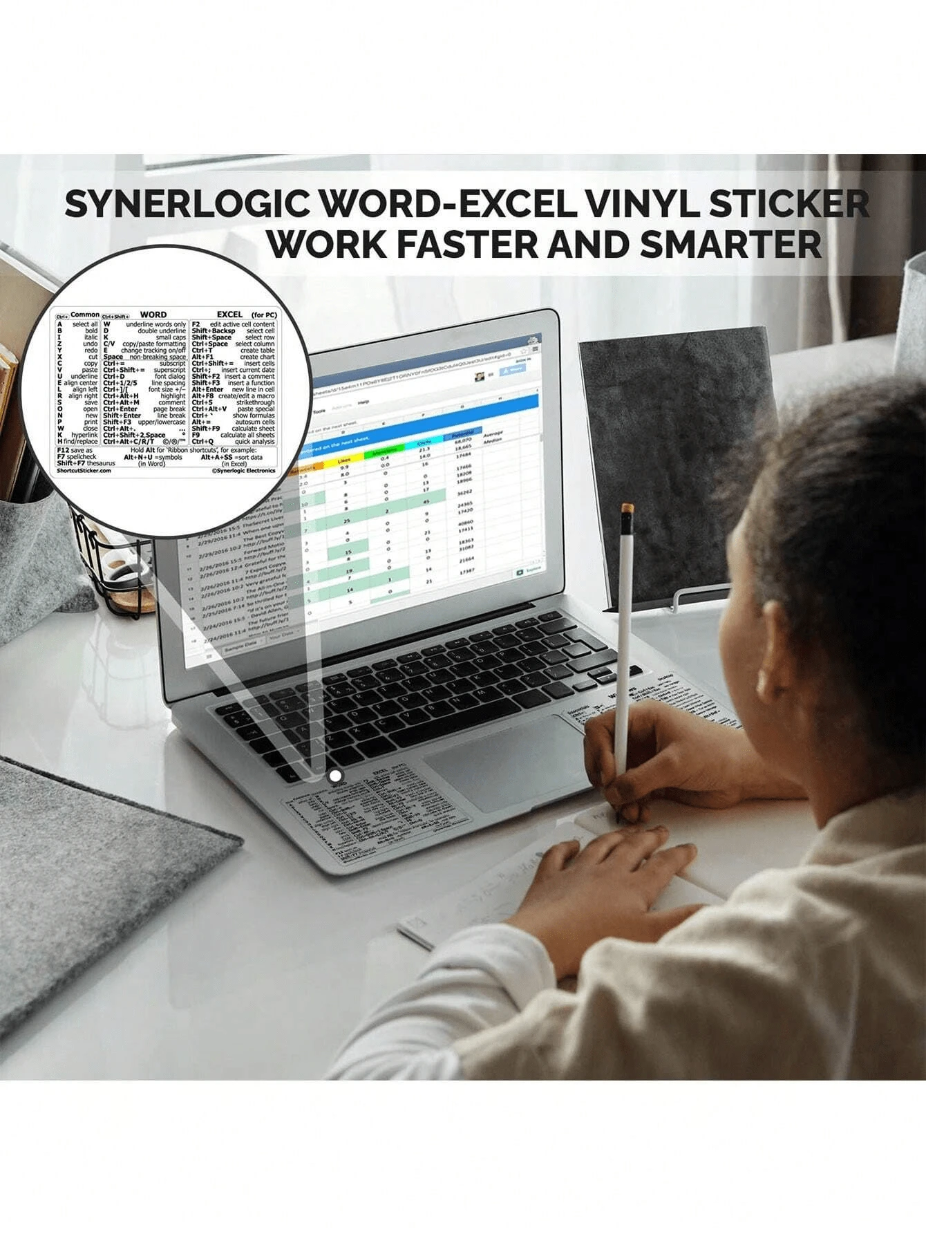 Synerlogic Word Excel Windows Shortcut Sticker Reference Guide Keyboard Shortcut Sticker