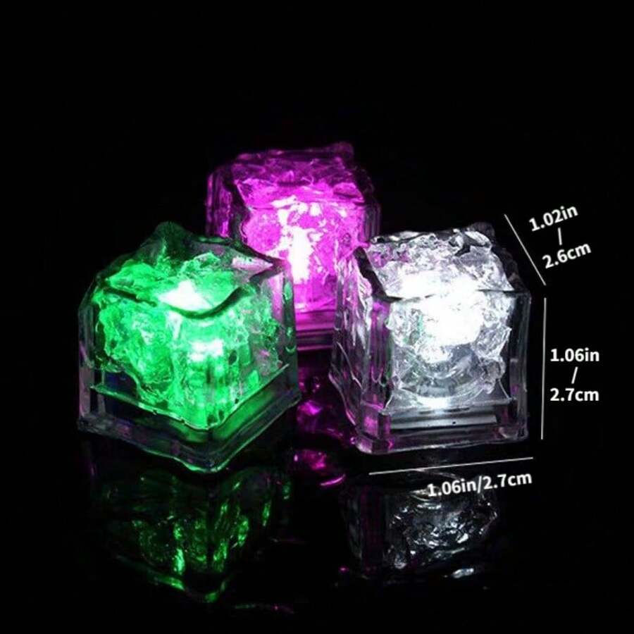 12pcs Light Up Ice Cube Lights, Colorful Flashing Lights Activated By ...