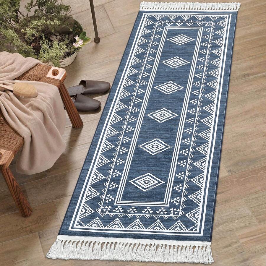 Washable Boho Rug With Tassel Large Bedroom Rug Indoor Non-Slip ...