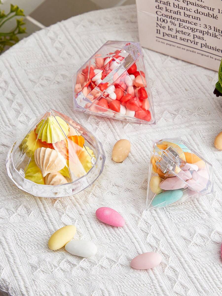 12 Clear Diamond-Shaped Candy Canisters For Family Gatherings And Meals ...
