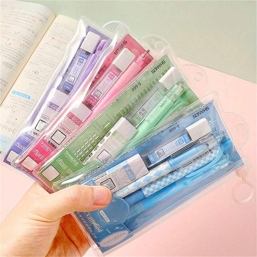 6pcs/Set Student Exam Stationery Set, Automatic Pencil Set, Pencil ...