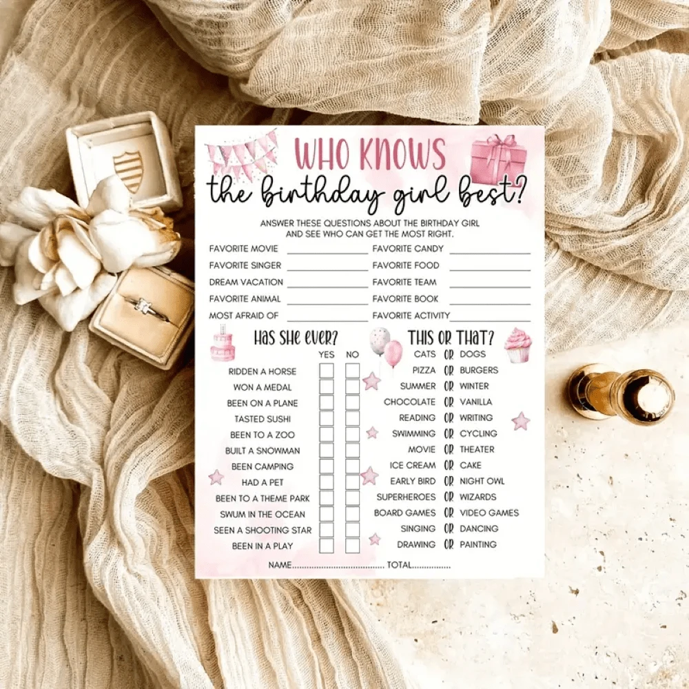 20 Pieces Birthday Party Game Cards, Who Knows The Best Game Cards For ...