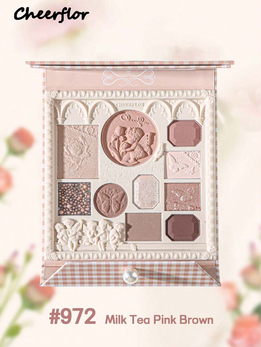 CHEERFLOR Embossed Makeup Palette, Matte Shimmer Powder Eyeshadow ...