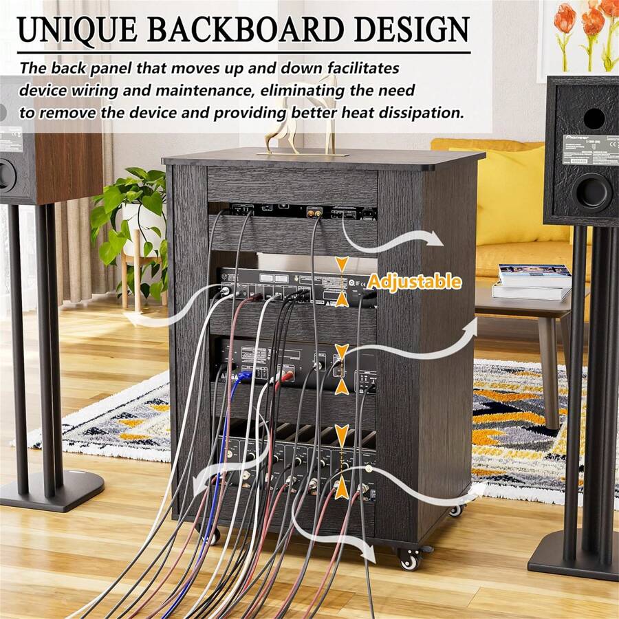 Media Storage Cabinet, Audio Video Media Stand Cabinet With 4 Shelves ...