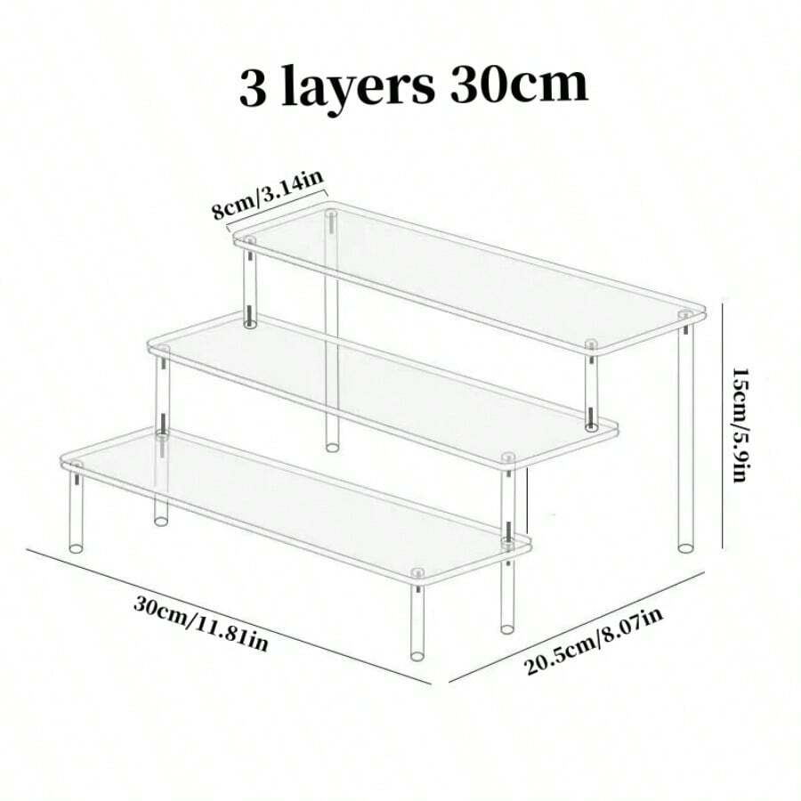 1pc Acrylic Stepped Display Shelf, 3-Tier Pyramid Display Stand, Home ...