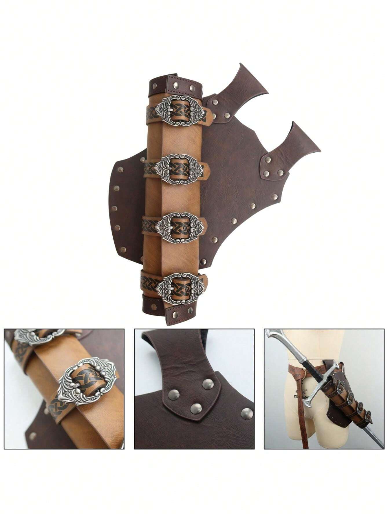 1pc Medieval Knight Brown PU Leather Sword Sheath, Viking Leather ...