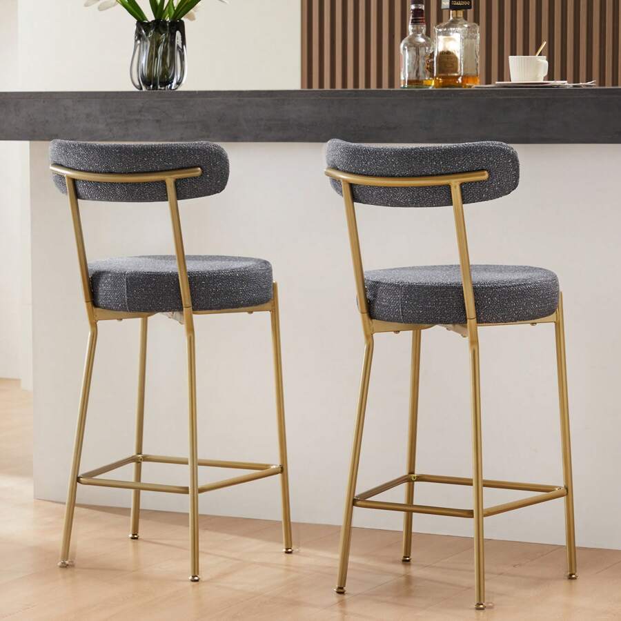 Dolonm 25" Modern Gold Bar Stools Set Of 2 Counter Height Bar Stools ...