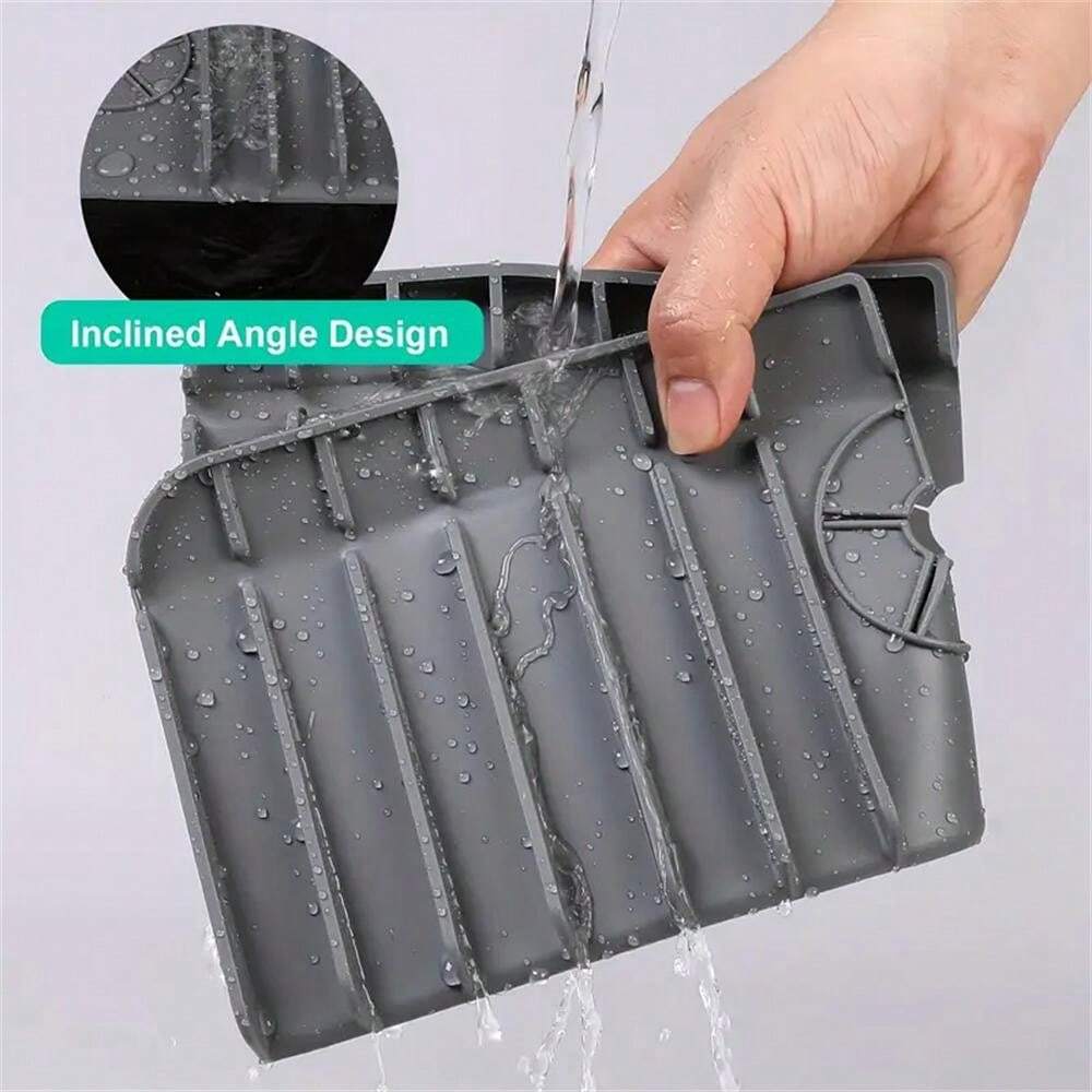 1pc Waterproof Silicone Sink Faucet Drip Tray With Tilt Design ...