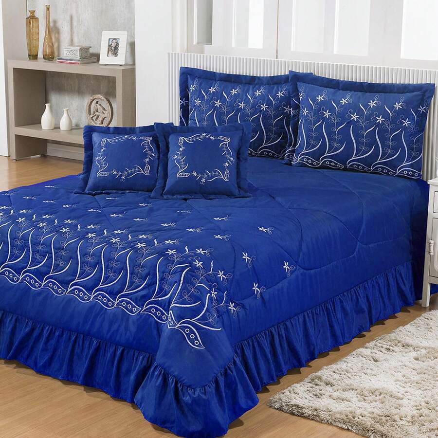 Queen Size Bedspread Kit Wishes 07 Pieces Embroidered-Bedspread | Moda ...