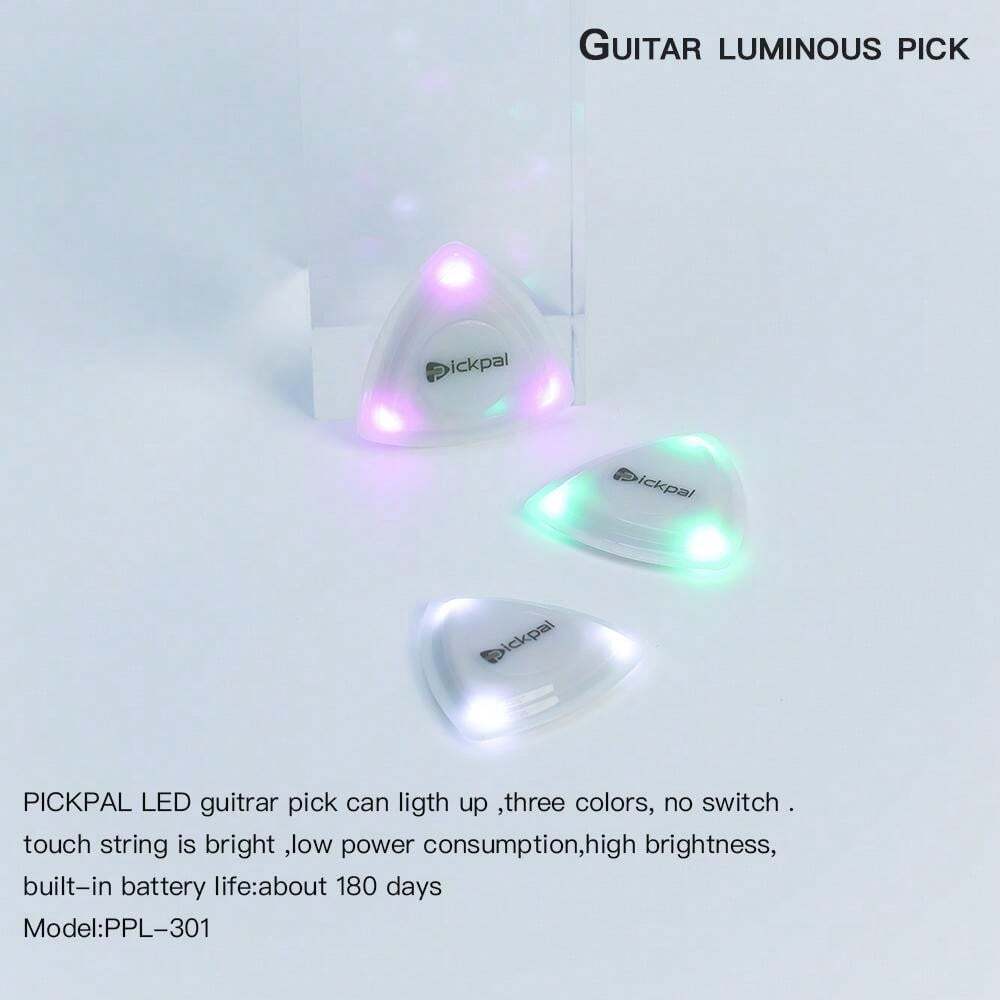 PICKPAL LED Luminous Guitar Pick Wooden Electric Guitar Pick With Three ...