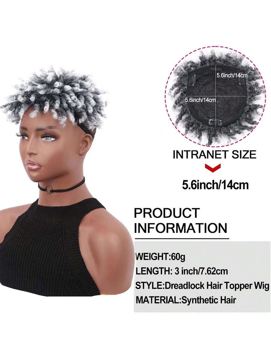 Topper de peruca de cabelo rasta sintético de 3 polegadas com presilhas ...