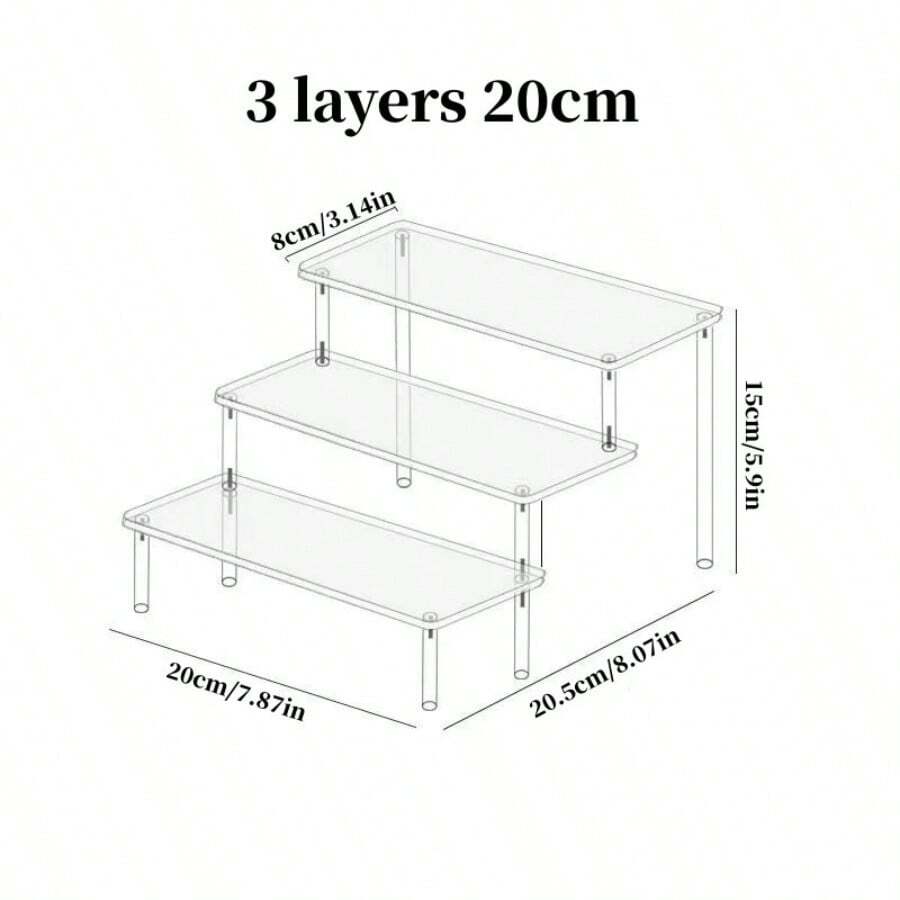 1pc Acrylic Stepped Display Shelf, 3-Tier Pyramid Display Stand, Home ...