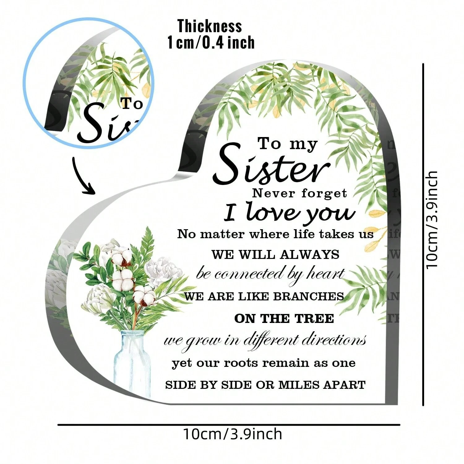 Acrylic Heart Sister Gift From Sister, Keepsake Paperweight A Sister Is ...