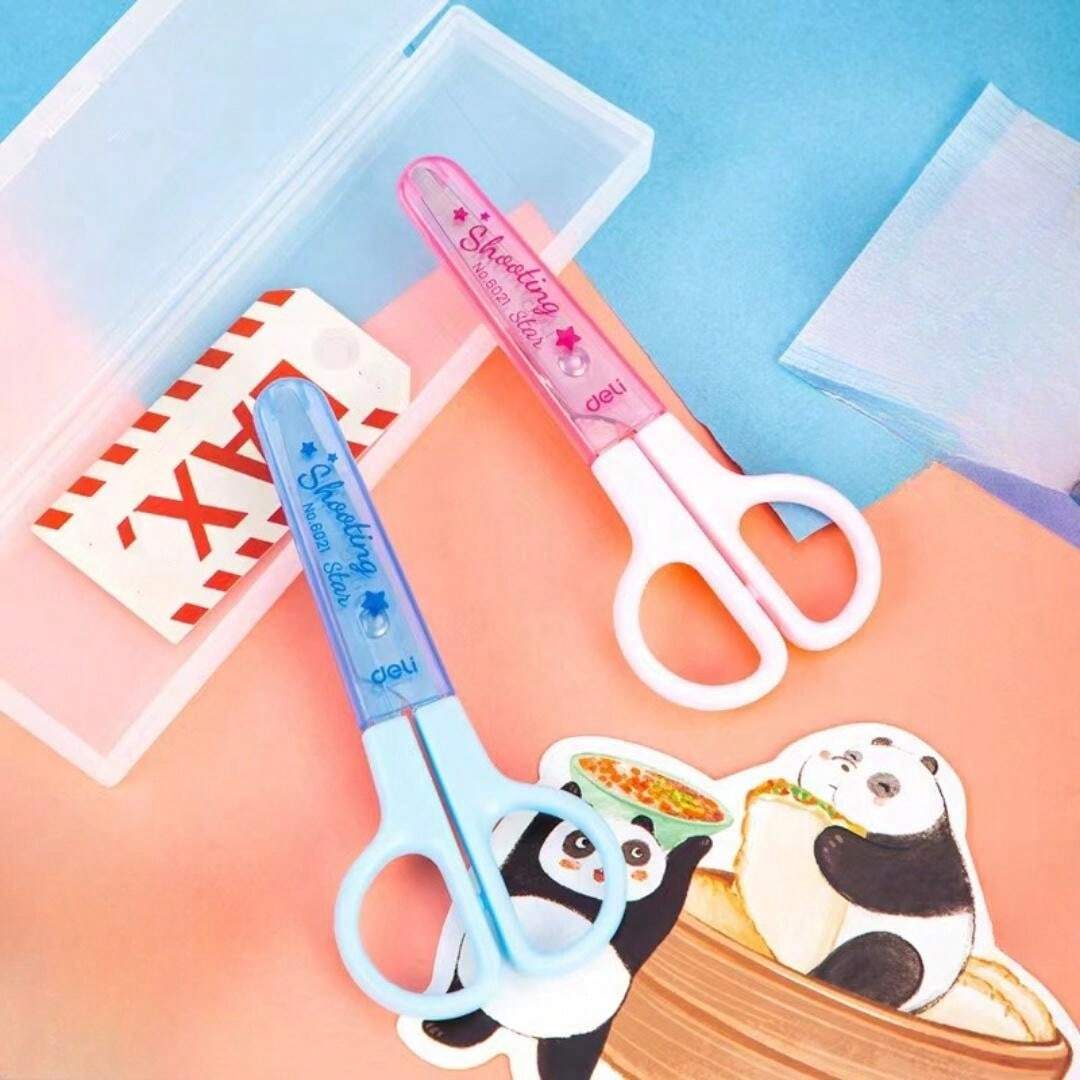 Delixi Student Safety Small Scissors, Round Tip Paper Cutting Scissors ...