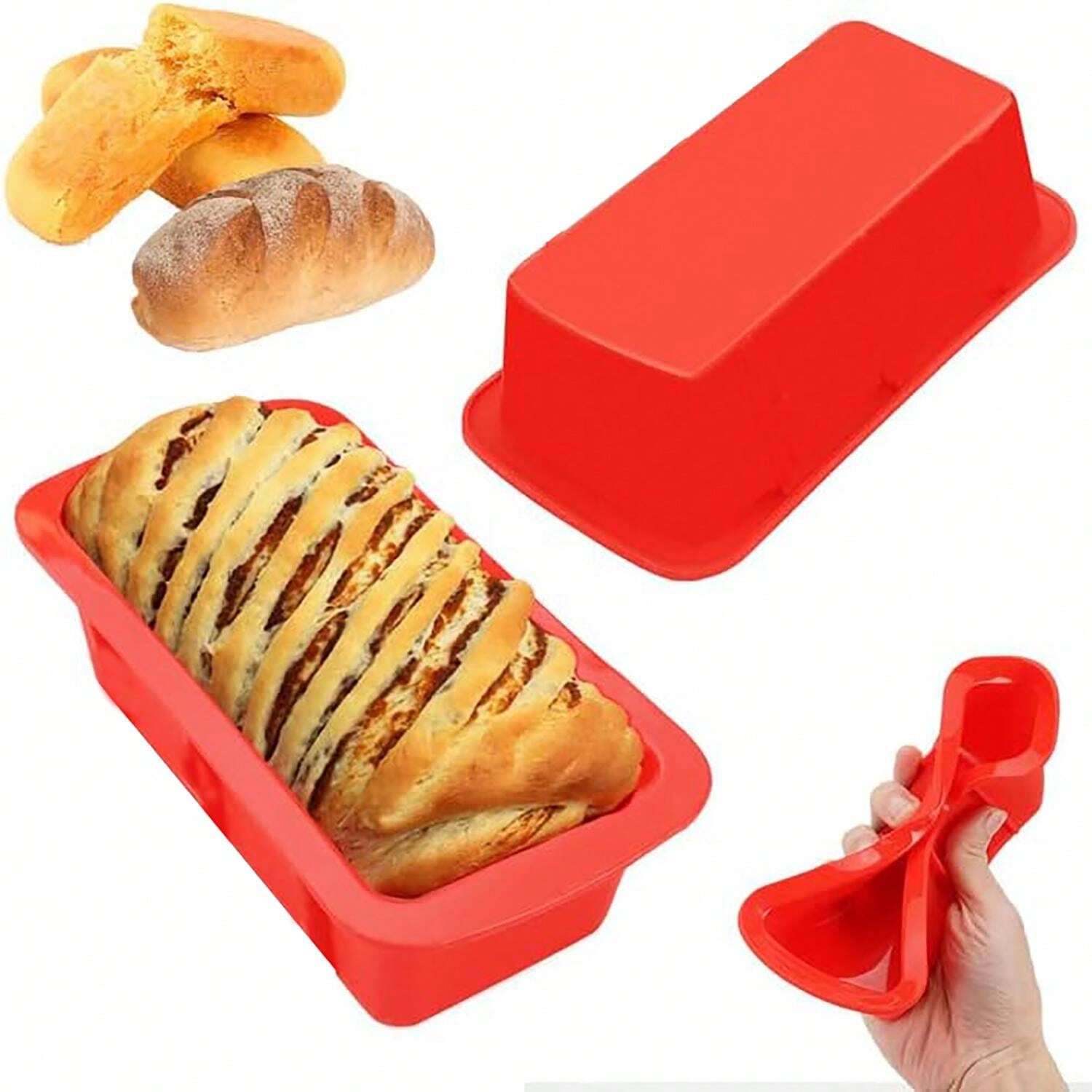 3pcs Silicone Bread Baking Molds, Non-Stick Coating Toast Loaf Pan Cake ...