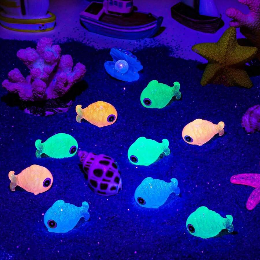 20Pcs Luminous Mini Resin Fish, Miniature Fish Figurines, Glow In The ...