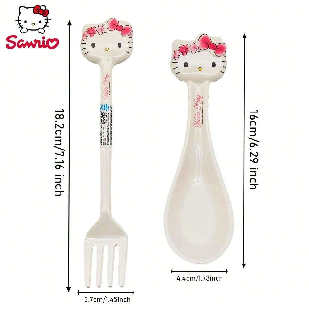 Sanrio Officially Licensed Hello Kitty, Fork And Spoon Set Fine Pattern ...