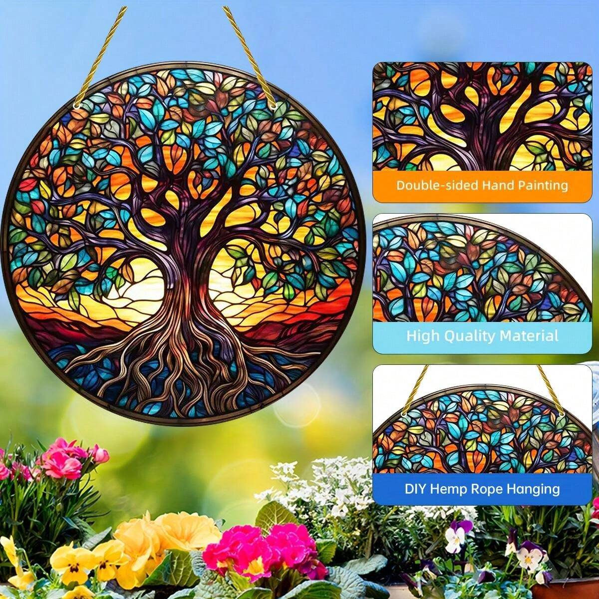 1 Señal de pared del atrapa luz con diseño de árbol de la vida, arte de ...