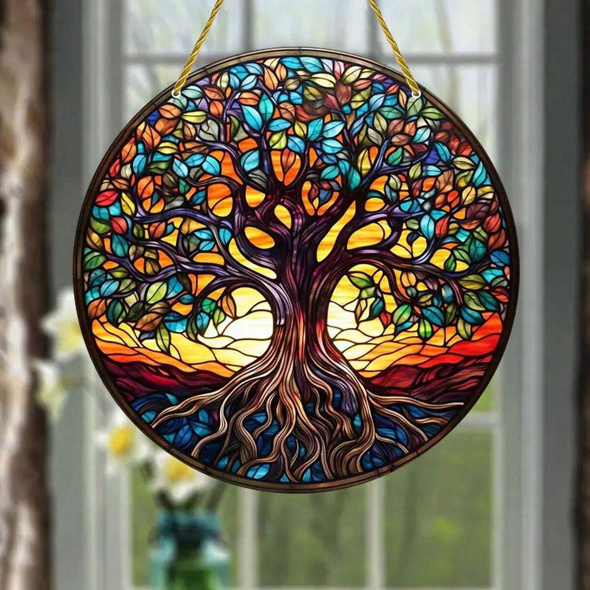 1 Señal de pared del atrapa luz con diseño de árbol de la vida, arte de ...