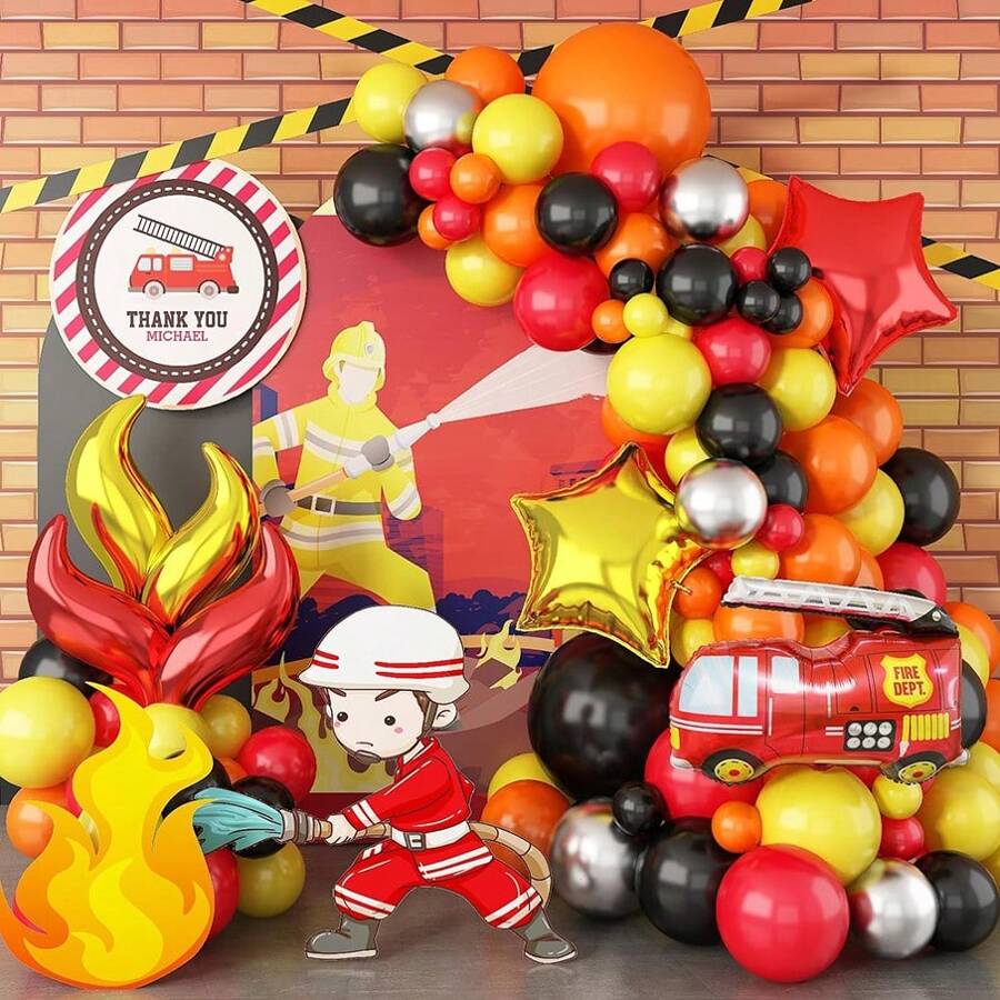 Fire Truck Balloon, Firefighter Party Supplies For Firefighter Rescue ...