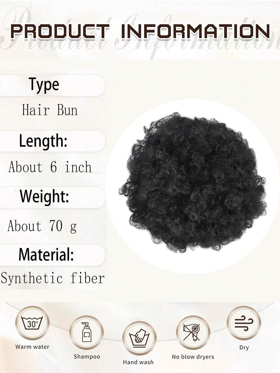 Afro Black Exploding Head Wig Hair Buns Fluffy Marble Head Drawstring ...