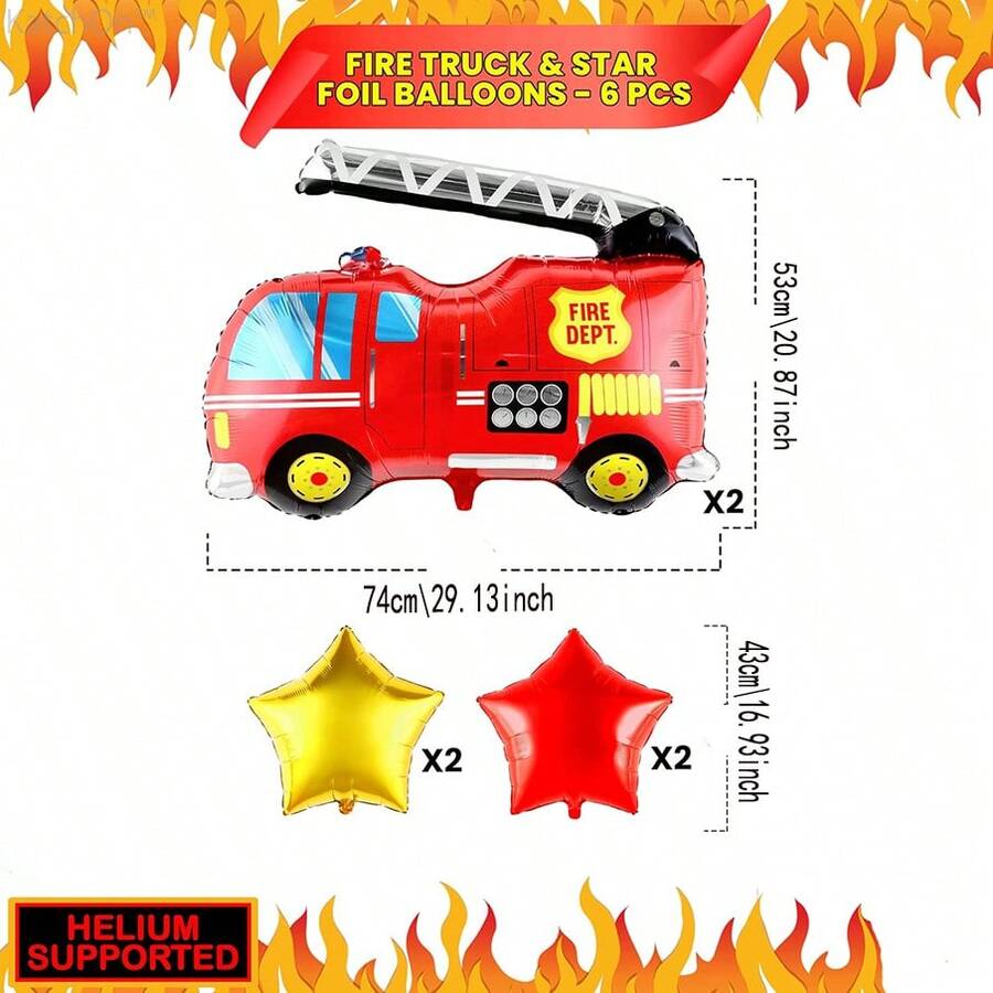 Fire Truck Balloon, Firefighter Party Supplies For Firefighter Rescue ...