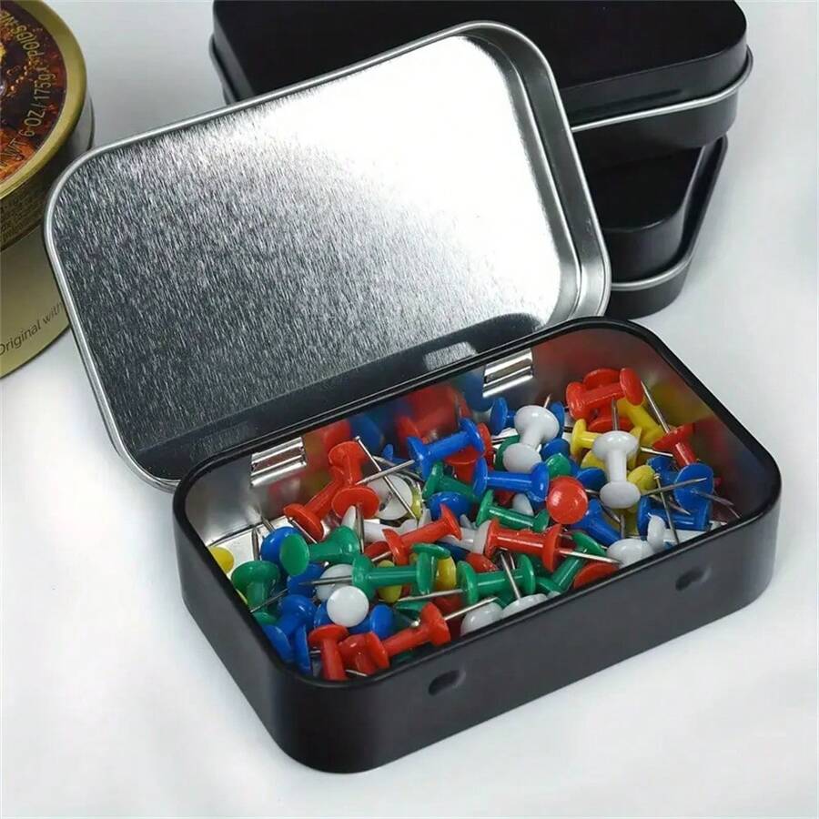 Metal Rectangular Locking Storage Box, Mini Portable Hinged Empty ...