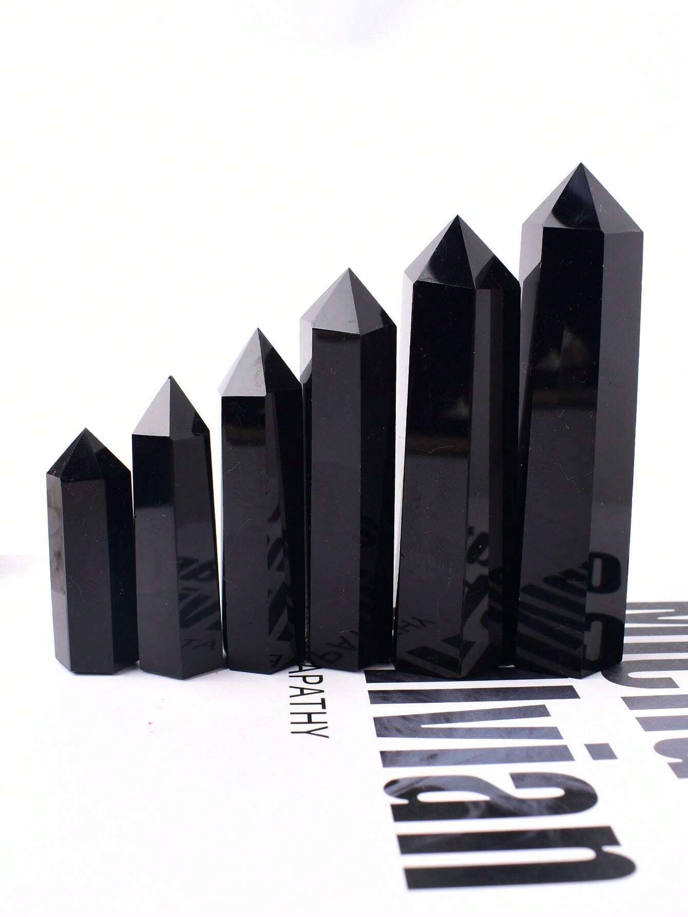1PC Natural Crystal Point Obsidian Obelisks Decorated With Reiki Stone ...